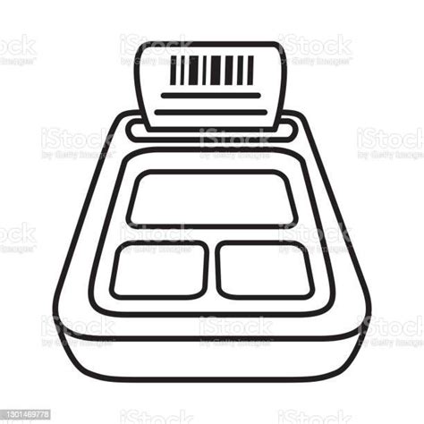 바코드 프린터 레이블 프린터 벡터 플랫 윤곽선 아이콘 비즈니스입니다 라벨 프린터에 대한 스톡 벡터 아트 및 기타 이미지 라벨