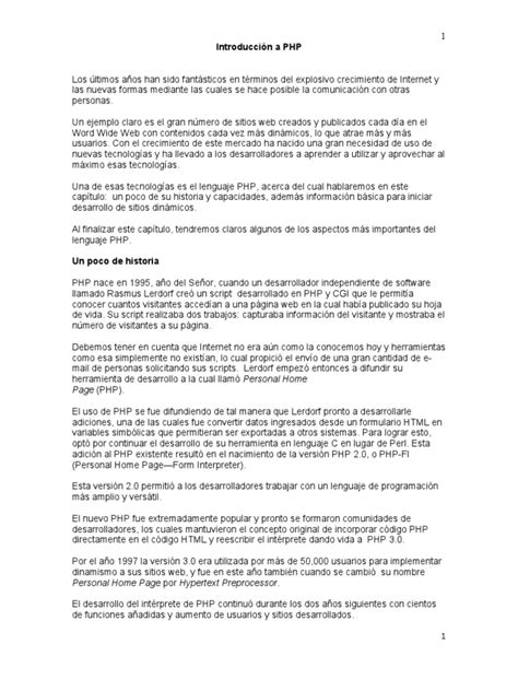 Introducción A La Programación En Php Pdf Php Servidor Web