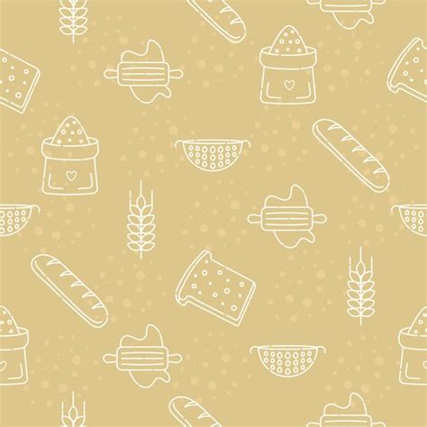 Premium Vector Bakery Products Beige Vector Seamless Pattern