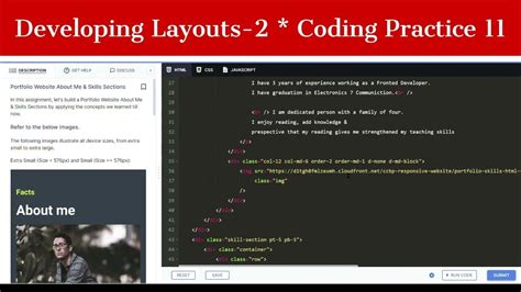 Coding Practice 11 Developing Layouts 2 Portfolio Website About Me