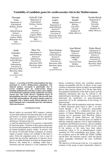 Pdf Variability Of Candidate Genes For Cardiovascular Risk In The