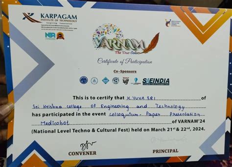Yuvasri K On Linkedin Event Paper Presentation Karpagam Institute Of
