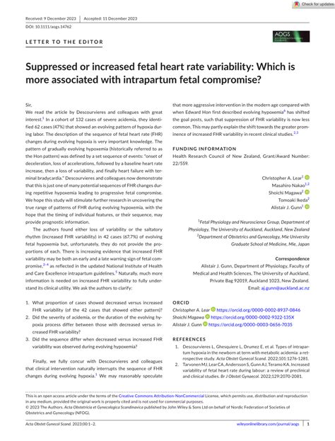 Pdf Suppressed Or Increased Fetal Heart Rate Variability Which Is More Associated With