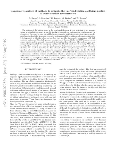 Pdf Comparative Analysis Of Methods To Estimate The Tire Road Friction Coefficient Applied To