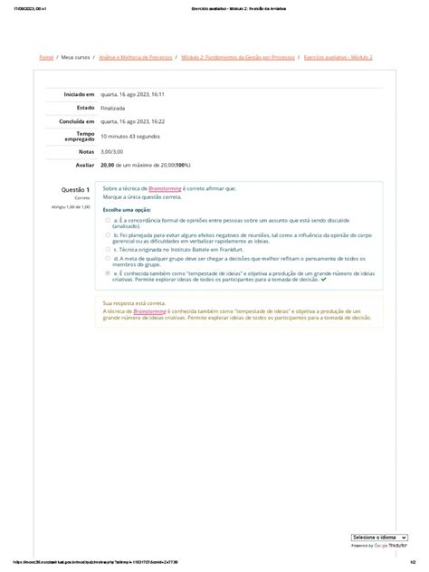 exercício avaliativo módulo 2 revisão da tentativa pdf