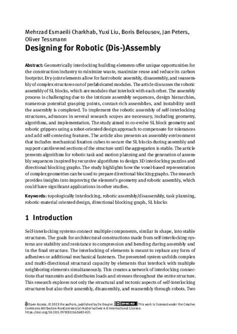 Pdf Designing For Robotic Dis Assembly