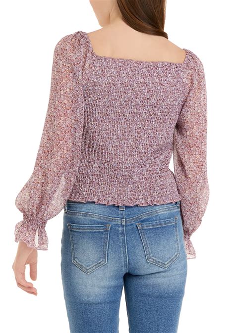Beautees Girls 7 16 Long Sleeve Woven Fashion Top Belk