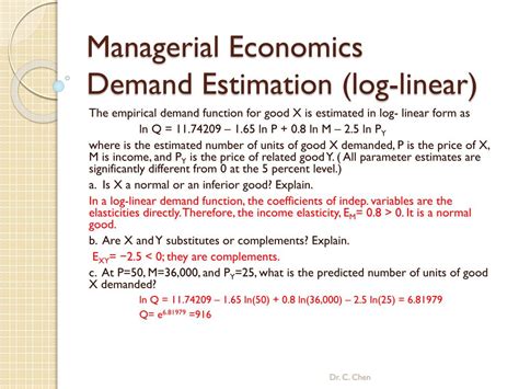 ppt managerial economics demand estimation log linear powerpoint