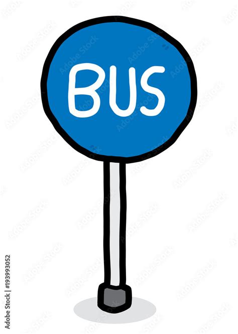 Bus Stop Sign Cartoon Vector And Illustration Hand Drawn Style Isolated On White Background