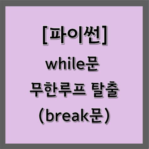 [파이썬] while문 이해 무한루프 탈출 break
