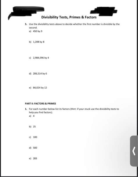 Solved 4 Use The Divisibility Tests Youve Developed So Far