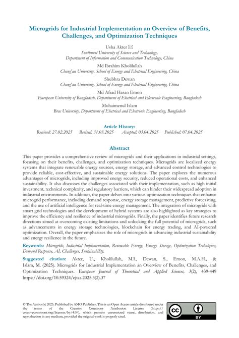 Pdf Microgrids For Industrial Implementation An Overview Of Benefits