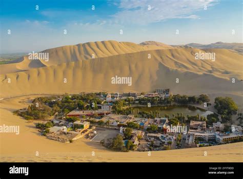 Huacachina Oasis Among The Sand Dunes Dry Desert In Peru Peruvian Natural Wonder In The Desert