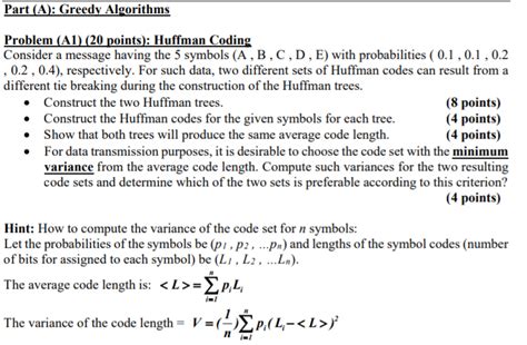 Solved Part A Greedy Algorithms Problem A Points Chegg