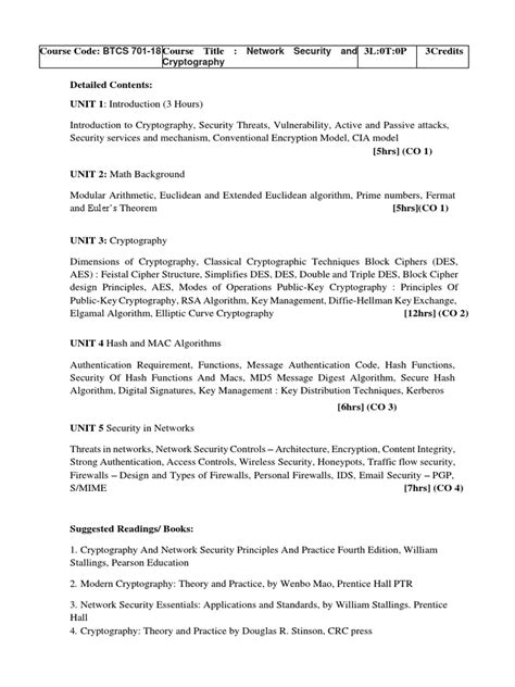 b tech cse 7th sem syllabus pdf cryptography digital signal