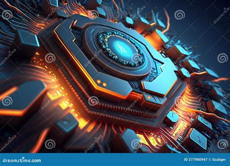 Cpu Chips Inside Computer Processor And Microchips On Circuit Board