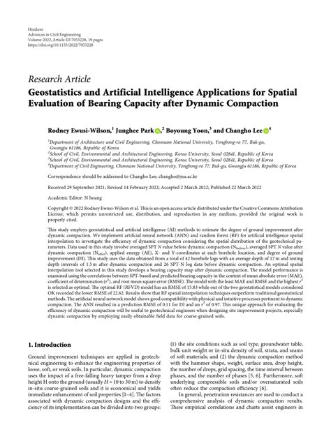 Pdf Geostatistics And Artificial Intelligence Applications For Spatial Evaluation Of Bearing