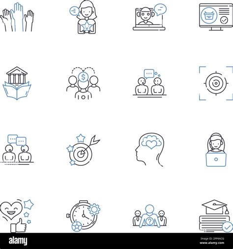Team Analyzing Line Icons Collection Collaboration Strategy Insight