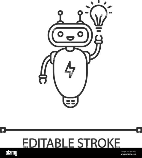 New Idea Chatbot Linear Icon Thin Line Illustration Talkbot With Lightbulb Virtual Assistant