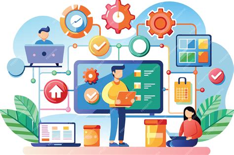 Premium Vector Flat Illustration Of Management System Vector Illustration