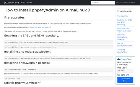 CrownCloud Wiki How To Install PhpMyAdmin On AlmaLinux