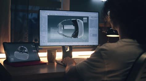 Guy Creating 3d Prototype Of Vr Headset Stock Footage Video Of Modern