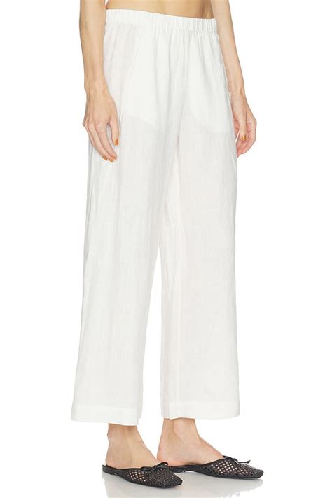 Velvet By Graham And Spencer Lola Woven Linen Pant In Chalk Revolve