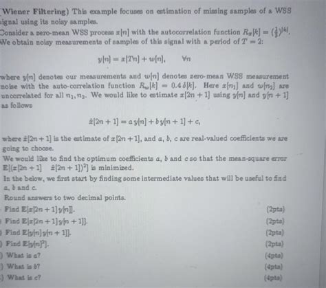 Wiener Filtering This Example Focuses On Estimation
