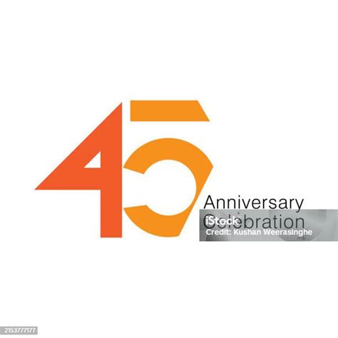 45 일 45 년 기념일 로고 번호 오렌지 색상 벡터 생일 초대장 결혼식 희년 및 인사말 카드 일러스트에 대 한 디자인 요소