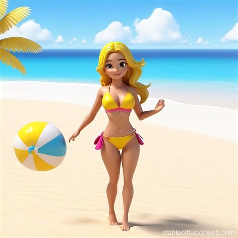 Woman On Beach Full Body Stable Diffusion Online