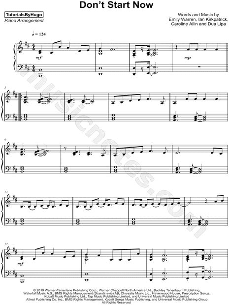 Tutorialsbyhugo Dont Start Now Sheet Music Piano Solo In B Minor