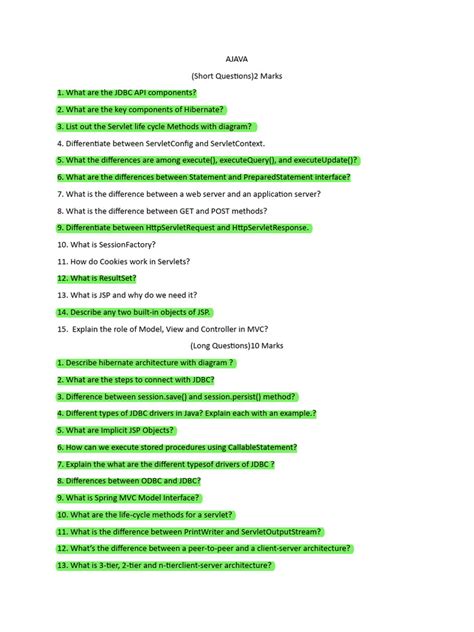 Ajava Questions Pdf Spring Framework Computer Programming