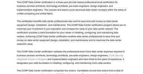 the ccnp data center certification is a three year job role based