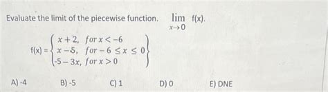 Solved Evaluate The Limit Of The Piecewise Function Chegg Com