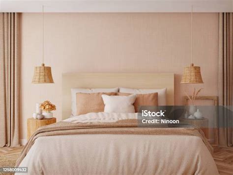 침실 인테리어 베이지 색 톤 디자인3d 렌더링 등나무 세공에 대한 스톡 사진 및 기타 이미지 등나무 세공 모던 양식 실내 Istock