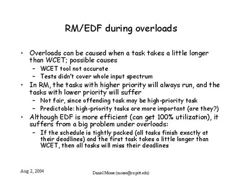 Realtime Scheduling Edf And Rm Daniel Mosse University