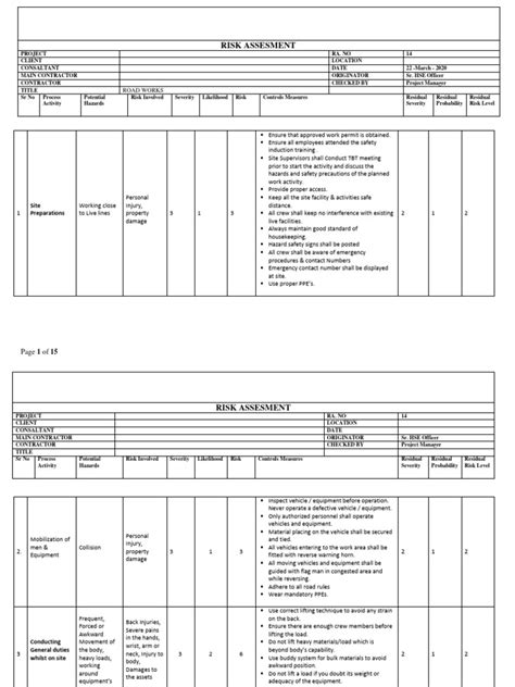 Road Work Risk Assessment Pdf Risk Risk Assessment