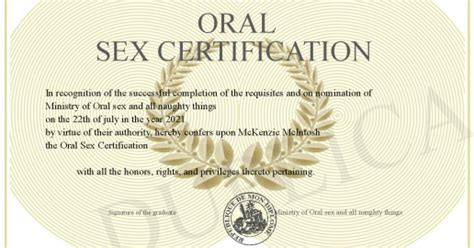 Oral Sex Certification