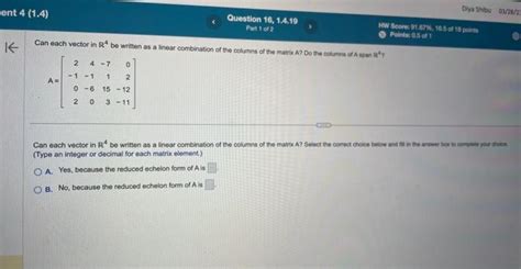 solved can each vector in r4 be written as a linear