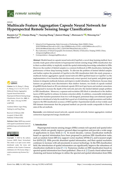 Pdf Multiscale Feature Aggregation Capsule Neural Network For Hyperspectral Remote Sensing