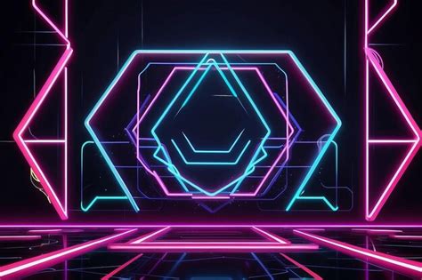 Premium Photo Geometric Shapes Neon Lights Background