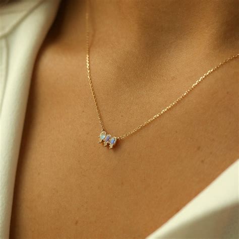 Real Moonstone Necklace Solid Gold Moonstone Necklace Genuine Moonstone