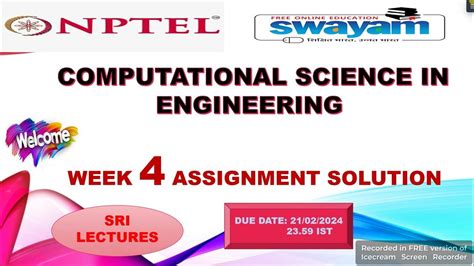 🔥100🔥💥week 4 💥 Computational Science In Engineering Assignment Solution💥 Youtube