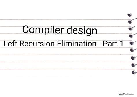 Solution Compiler Design Recursion Elimination Exercises Part 1