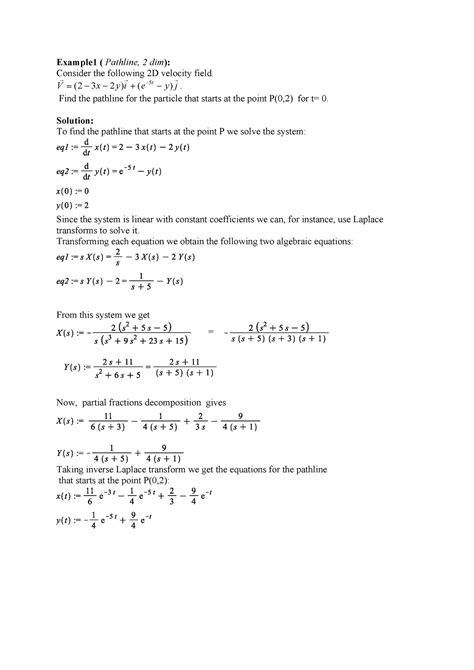 Example 2 Path2d Example1 Pathline 2 Dim Consider The Following