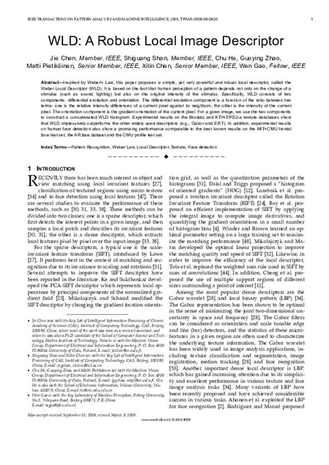 Pdf Wld A Robust Local Image Descriptor