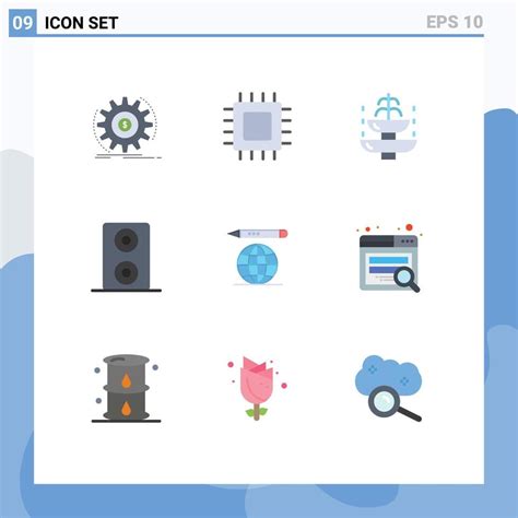 Flat Color Pack Of 9 Universal Symbols Of Education Globe Speakers Gadget Tourist Journey