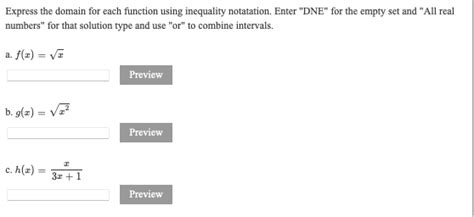 Solved Express The Domain For Each Function Using Chegg Com
