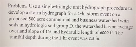 solved problem use a single triangle unit hydrograph