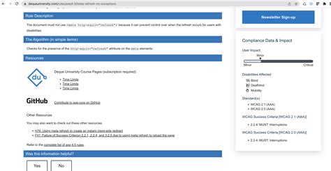 Target Size And Meta Refresh No Exception Rule Description Pages Has No Sufficient Data Issue